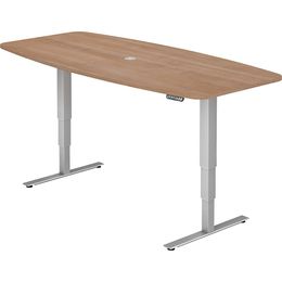 Konferenztisch, BxT 2200 x 1030 mm, elektrisch höhenverstellbar 620 - 1270 mm, Nussbaum-Dekor kaiserkraft