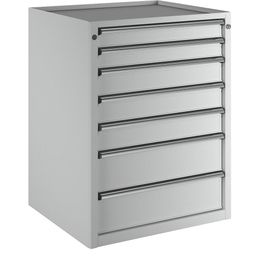 ANKE Schubladenschrank, BxT 760 x 675 mm, Schubladentraglast 200 kg, 7 Schubladen, H&ouml;he 980 mm, Front lichtgrau