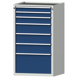 ANKE Schubladenschrank, BxT 760 x 675 mm, Schubladentraglast 200 kg, 7 Schubladen, H&ouml;he 1280 mm, Front enzianblau