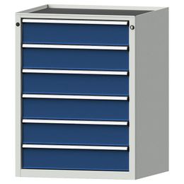 ANKE Schubladenschrank, BxT 760 x 675 mm, Schubladentraglast 200 kg, 6 Schubladen, H&ouml;he 980 mm, Front enzianblau