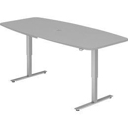 Konferenztisch, BxT 2200 x 1030 mm, elektrisch höhenverstellbar 720 - 1190 mm, lichtgrau kaiserkraft