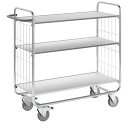 Kongamek Verzinkter Etagenwagen, 3 Böden, LxBxH 1195 x 470 x 1120 mm, 4 Rollen, 2 feststellbar