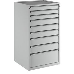 ANKE Schubladenschrank, BxT 760 x 675 mm, Schubladentraglast 200 kg, 9 Schubladen, H&ouml;he 1280 mm, Front lichtgrau