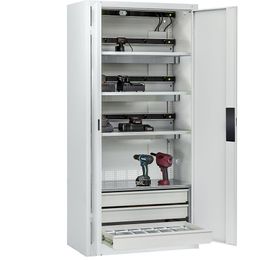 C+P Akku-Ladeschrank COMFORT, mit Vollblecht&uuml;ren, 3 Schubladen, lichtgrau