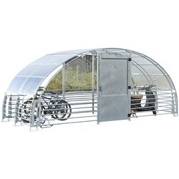 Mottez Geschlossener Unterstand, HxB 2370 x 5840 mm, Metalloptik, Grundeinheit, f&uuml;r 12 Fahrr&auml;der