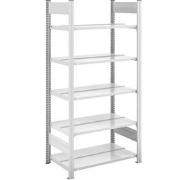 hofe Akten-Steckregal, RAL 7035, Regalh&ouml;he 1750 mm, doppelseitig, Grundregal, BxT 750 x 600 mm