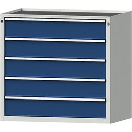 ANKE Schubladenschrank, BxT 1060 x 675 mm, Schubladentraglast 200 kg, 5 Schubladen, H&ouml;he 980 mm, Front enzianblau