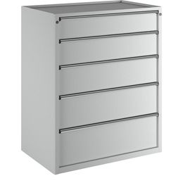 ANKE Schubladenschrank, BxT 1060 x 675 mm, Schubladentraglast 200 kg, 5 Schubladen, H&ouml;he 1280 mm, Front lichtgrau