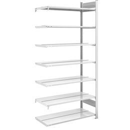 hofe Akten-Steckregal, RAL 7035, Regalh&ouml;he 2350 mm, doppelseitig, Anbauregal, BxT 1000 x 600 mm