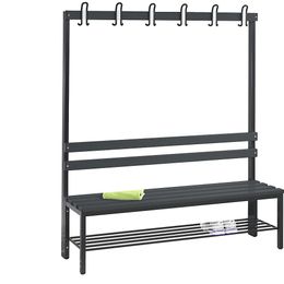 C+P Umkleidebank BASIC, einseitig, Kunststoffleisten, L&auml;nge 1500 mm, schwarzgrau, Schuhrost
