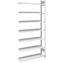 hofe Akten-Steckregal, RAL 7035, Regalh&ouml;he 2350 mm, einseitig, Anbauregal, BxT 1000 x 300 mm