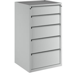 ANKE Schubladenschrank, BxT 760 x 675 mm, Schubladentraglast 200 kg, 5 Schubladen, H&ouml;he 1280 mm, Front lichtgrau
