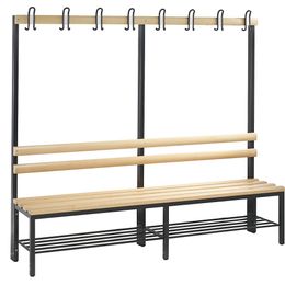 C+P Umkleidebank BASIC, einseitig, Buchenholzleisten, L&auml;nge 1960 mm, Schuhrost
