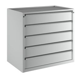ANKE Schubladenschrank, BxT 1060 x 675 mm, Schubladentraglast 200 kg, 5 Schubladen, H&ouml;he 980 mm, Front lichtgrau