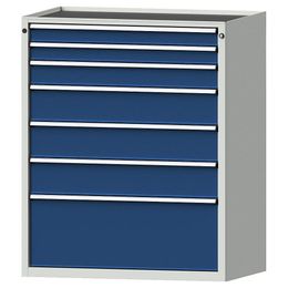 ANKE Schubladenschrank, BxT 1060 x 675 mm, Schubladentraglast 200 kg, 7 Schubladen, H&ouml;he 1280 mm, Front enzianblau