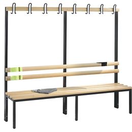 C+P Umkleidebank BASIC, einseitig, Buchenholzleisten, L&auml;nge 1960 mm