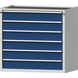 ANKE Schubladenschrank, BxT 1060 x 675 mm, Schubladentraglast 200 kg, 6 Schubladen, H&ouml;he 980 mm, Front enzianblau
