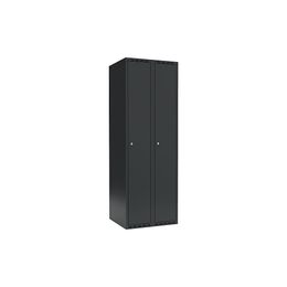 Spind Fydor, 2 Abteile, grau, B 600 mm, 2 Abteile, flache Dachform, Zylinderschloss kaiserkraft