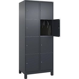 C+P 4er-Schlie&szlig;fachschrank Classic PLUS, 2 Abteile, grau, B 800 mm, 8 F&auml;cher, mit F&uuml;&szlig;en