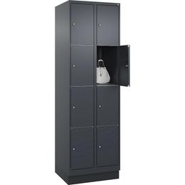 C+P 4er-Schlie&szlig;fachschrank Classic PLUS, 2 Abteile, grau, B 600 mm, 8 F&auml;cher, mit Bodensockel
