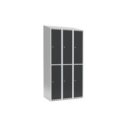 Doppelstock-Spind Fydor, 3 Abteile, lichtgrau / grau, B 900 mm, 3 Abteile, schr&auml;ge Dachform, Zylinderschloss kaiserkraft