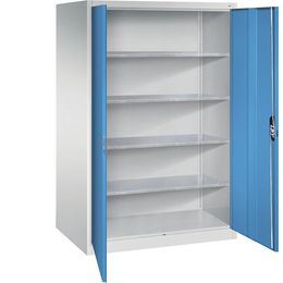 C+P Werkstatt-Fl&uuml;gelt&uuml;rschrank, HxBxT 1950 x 1200 x 800 mm, lichtgrau / lichtblau