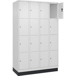C+P 4er-Schlie&szlig;fachschrank Classic PLUS, 4 Abteile, verkehrswei&szlig;, B 1200 mm, 16 F&auml;cher, mit Bodensockel