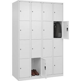 C+P 4er-Schlie&szlig;fachschrank Classic PLUS, 4 Abteile, verkehrswei&szlig;, B 1200 mm, 16 F&auml;cher, mit Bodengleitern