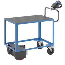 eurokraft pro Montagewagen mit Elektroantrieb, 1 Etage aus Kunststoff, LxBxH 1470 x 700 x 1300 mm, blau
