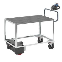 eurokraft pro Montagewagen mit Elektroantrieb, 1 Etage aus Kunststoff, LxBxH 1670 x 800 x 1300 mm, verzinkt