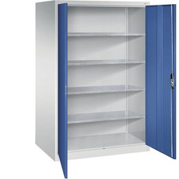 C+P Werkstatt-Flügeltürschrank, HxBxT 1950 x 1200 x 800 mm, lichtgrau / enzianblau