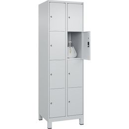 C+P 4er-Schlie&szlig;fachschrank Classic PLUS, 2 Abteile, lichtgrau, B 600 mm, 8 F&auml;cher, mit F&uuml;&szlig;en