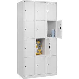 C+P 4er-Schlie&szlig;fachschrank Classic PLUS, 3 Abteile, verkehrswei&szlig;, B 900 mm, 12 F&auml;cher, mit Bodengleitern
