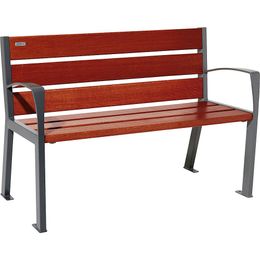 PROCITY Holzsitzbank SILAOS&reg; mit R&uuml;ckenlehne, H&ouml;he 866 mm, L&auml;nge 1200 mm, anthrazitgrau, mahagoni