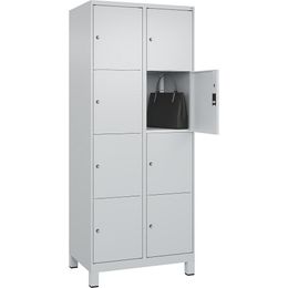 C+P 4er-Schlie&szlig;fachschrank Classic PLUS, 2 Abteile, lichtgrau, B 800 mm, 8 F&auml;cher, mit F&uuml;&szlig;en