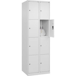 C+P 4er-Schlie&szlig;fachschrank Classic PLUS, 2 Abteile, verkehrswei&szlig;, B 600 mm, 8 F&auml;cher, mit Bodengleitern