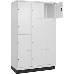 C+P 4er-Schlie&szlig;fachschrank Classic PLUS, 3 Abteile, verkehrswei&szlig;, B 1200 mm, 12 F&auml;cher, mit Bodensockel