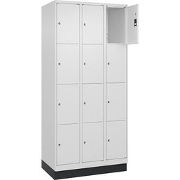 C+P 4er-Schlie&szlig;fachschrank Classic PLUS, 3 Abteile, verkehrswei&szlig;, B 900 mm, 12 F&auml;cher, mit Bodensockel