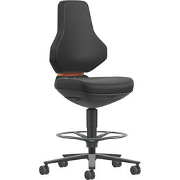 bimos Arbeitsdrehstuhl TEXON Labor+Produktion, mit Sitz-Stopp-Rollen + Fußring, Höheverstellbereich 570 - 810 mm, Skintec, schwarz