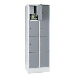Wolf 4er-Schlie&szlig;fachschrank M&uuml;nchen, 2 Abteile, lichtgrau / silbergrau, B 600 mm, mit Bodensockel