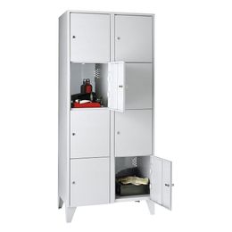 Wolf 4er-Schlie&szlig;fachschrank M&uuml;nchen, 2 Abteile, lichtgrau, B 800 mm, mit F&uuml;&szlig;en