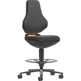 bimos Arbeitsdrehstuhl TEXON Labor+Produktion, mit Sitz-Stopp-Rollen + Fußring, Höheverstellbereich 570 - 810 mm, Supertec, schwarz