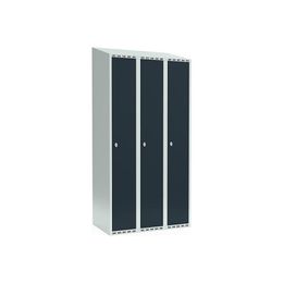 Spind Fydor, 3 Abteile, lichtgrau / grau, B 900 mm, 3 Abteile, schr&auml;ge Dachform, Vorh&auml;ngeschloss kaiserkraft