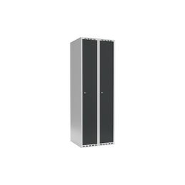 Spind Fydor, 2 Abteile, lichtgrau / grau, B 600 mm, 2 Abteile, flache Dachform, Zylinderschloss kaiserkraft