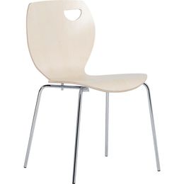 Schalenstuhl Laura, stapelbar, VE 4 Stk, Birke/Chrom kaiserkraft
