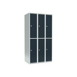 Doppelstock-Spind Fydor, 3 Abteile, lichtgrau / grau, B 900 mm, 3 Abteile, flache Dachform, Vorh&auml;ngeschloss kaiserkraft