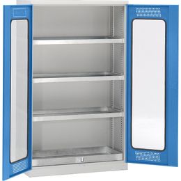 eurokraft pro Umweltschrank, mit Sichtfenstert&uuml;ren, 3 Wannenb&ouml;den, 1 Bodenwanne, Breite 1200 mm