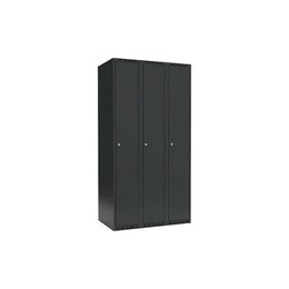 Spind Fydor, 3 Abteile, grau, B 900 mm, 3 Abteile, flache Dachform, Zylinderschloss kaiserkraft