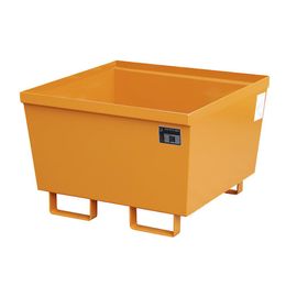 eurokraft pro Stahl-Auffangwanne mit Randprofilierung, LxBxH 800 x 800 x 545 mm, ohne Rost, orange RAL 2000