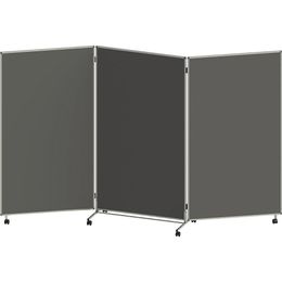 eurokraft basic Pr&auml;sentationswand, faltbar und mobil, HxBxT 1905 x 3040 x 500 mm, dunkelgrau